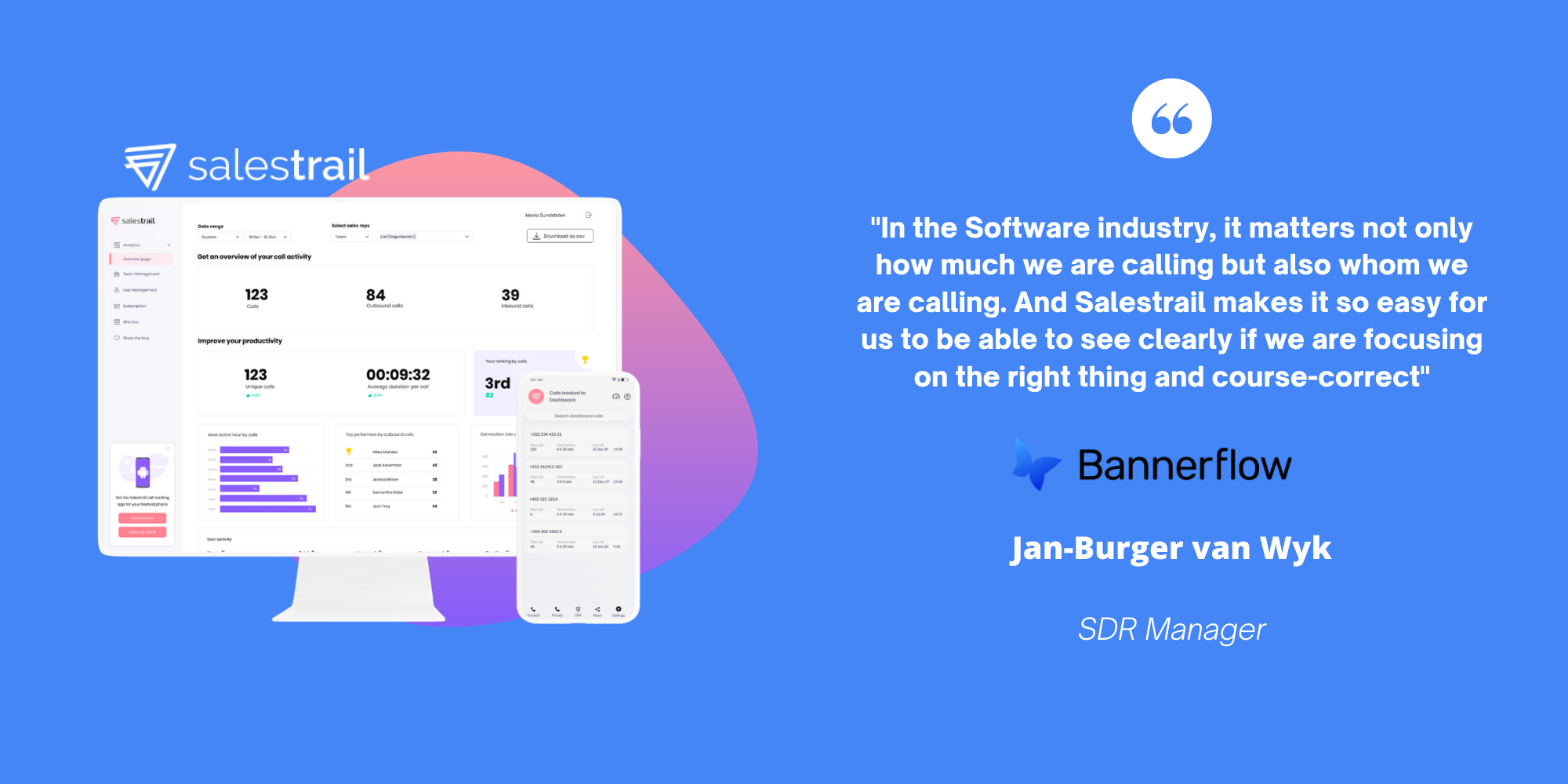 How Bannerflow supports their growing sales team with Salestrail